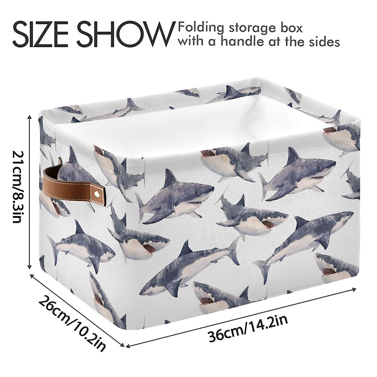 SDMKA Fabric Storage Baskets Sharks Foldable Baskets Large Storage Bins for Organizing Shelves Closet Home, Decorate Your Rooms