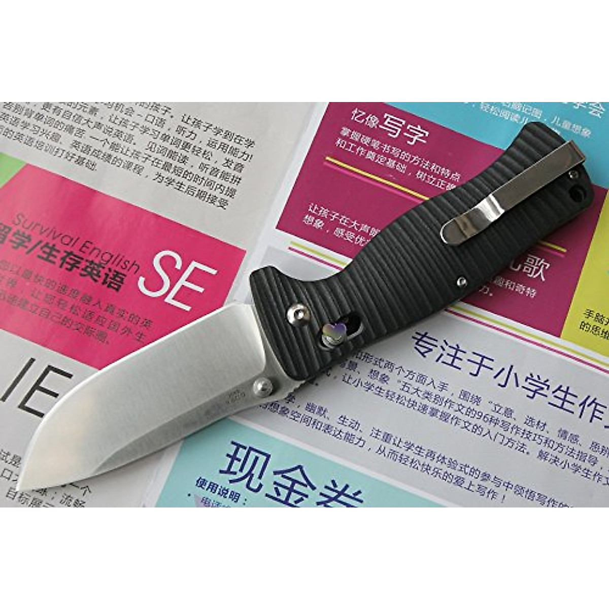 Ganzo G720-BK Tactical Folding Knife Multi Tool Window Breaker 440C Blade Black G10 Handle w/ Paper Box & Draw String Bag G720