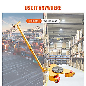 VEVOR Machinery Skate Dolly, 6614 LBS/3T Industrial Machinery Mover with Handle, Carbon Steel Machinery Moving Skate with 3 360° Swivel PU Wheels, 360° Rotation Non-Slip Cap for Warehouse, Workshop