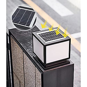 JSBDPHW Outdoor Waterproof Solar Pillar Lamp Metal Square Column Light Villa Garden Entrance Post Light Acrylic Lampshade Pillar Pole Lamp Pedestal Light