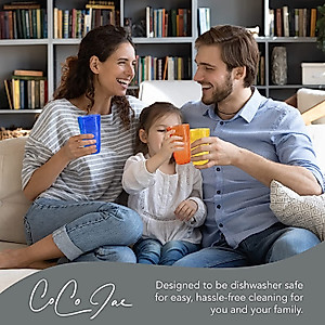 CoCoJae Premium Shatterproof Drinking Glasses - Stackable & Reusable 20 oz Drinking Plastic Cups - Dishwasher Safe, BPA Free Acrylic Drinking Cups - Colorful Plastic Drinking Glasses - Set of 6