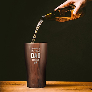 NUI LIVING Promoted to Dad Est 2025 Tumbler - New Dad Gifts Ideas - First Time Dad - Dad to Be - Daddy w/Newborn - Dads to be Present - Expecting Father Presents (Wood)