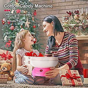 Cotton Candy Machine, 500W Portable Cotton Candy Makers for Kids Birthday Family Party Christmas Gift, Small Hard & Sugar-Free Candy Floss Making Machine with 20 Marshmallow Sticks and Sugar Scoop