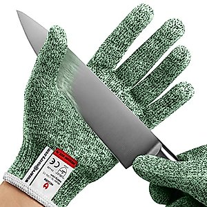 NoCry Cut Resistant Gloves — 100% Food Grade; Level 5 Protection; Ambidextrous; Machine Washable; Superior Comfort and Dexterity; Lightweight; Complimentary eBook