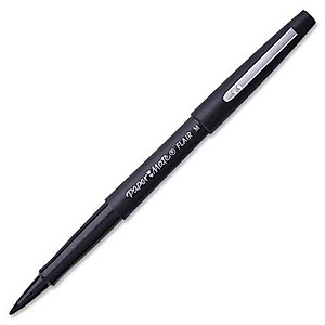 Paper Mate Liquid Flair Porous Point Pen, Black Barrel/Ink - Lot of 12