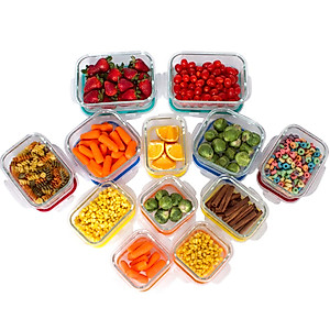 Imperial Home 24 Pc Glass Storage Containers with Lids, Food Storage Container Set, Kitchen Organization, Meal Prep, Airtight Lock Lid, Reusable, Freezer & Microwave Safe, BPA Free