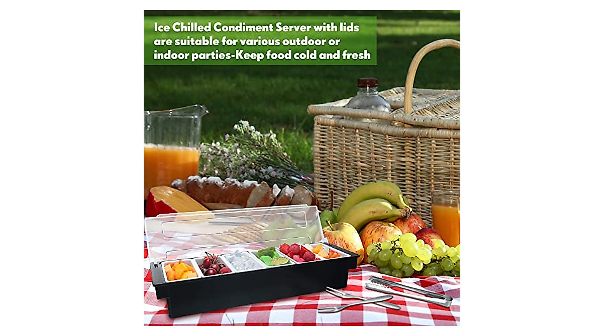 Ice Cooled Garnish Tray Set - Keep Food Fresh for Parties & Outdoors