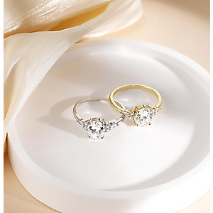 TIGRADE 3CT Engagement Ring Oval Cut Cubic Zirconia Marquise Round CZ Eternity Wedding Band for Women Size 3-12, Silver, Size 6