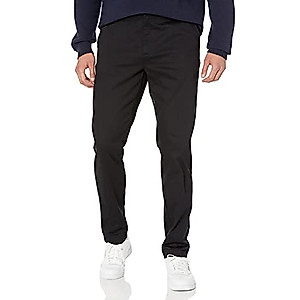 Amazon Essentials Men's Slim-Fit Wrinkle-Resistant Flat-Front Stretch Chino Pant, Black, 28W x 30L