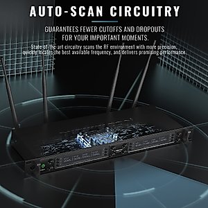 Phenyx Pro Wireless Microphone System, 8-Channel Wireless Mic, w/ 8 Handheld Dynamic Microphones, Auto Scan,8x40 UHF Frequencies, 328ft Range, Microphone for Singing,Church, Karaoke(PTU-6000-8H)