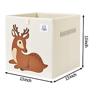 CLCROBD Foldable Animal Cube Storage Bins Fabric Toy Box/Chest/Organizer for Toddler/Kids Nursery, Playroom, 13 inch (Deer)