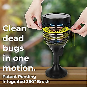 Techko Solar Zapper Torch with 360º Easy-Clean Brush - Outdoor Waterproof Electric Bug Zapper, Rechargeable Insect Trap Fly Zapper for Home, Patio, Camping - Panel Sensor for Efficient Bug Zapping