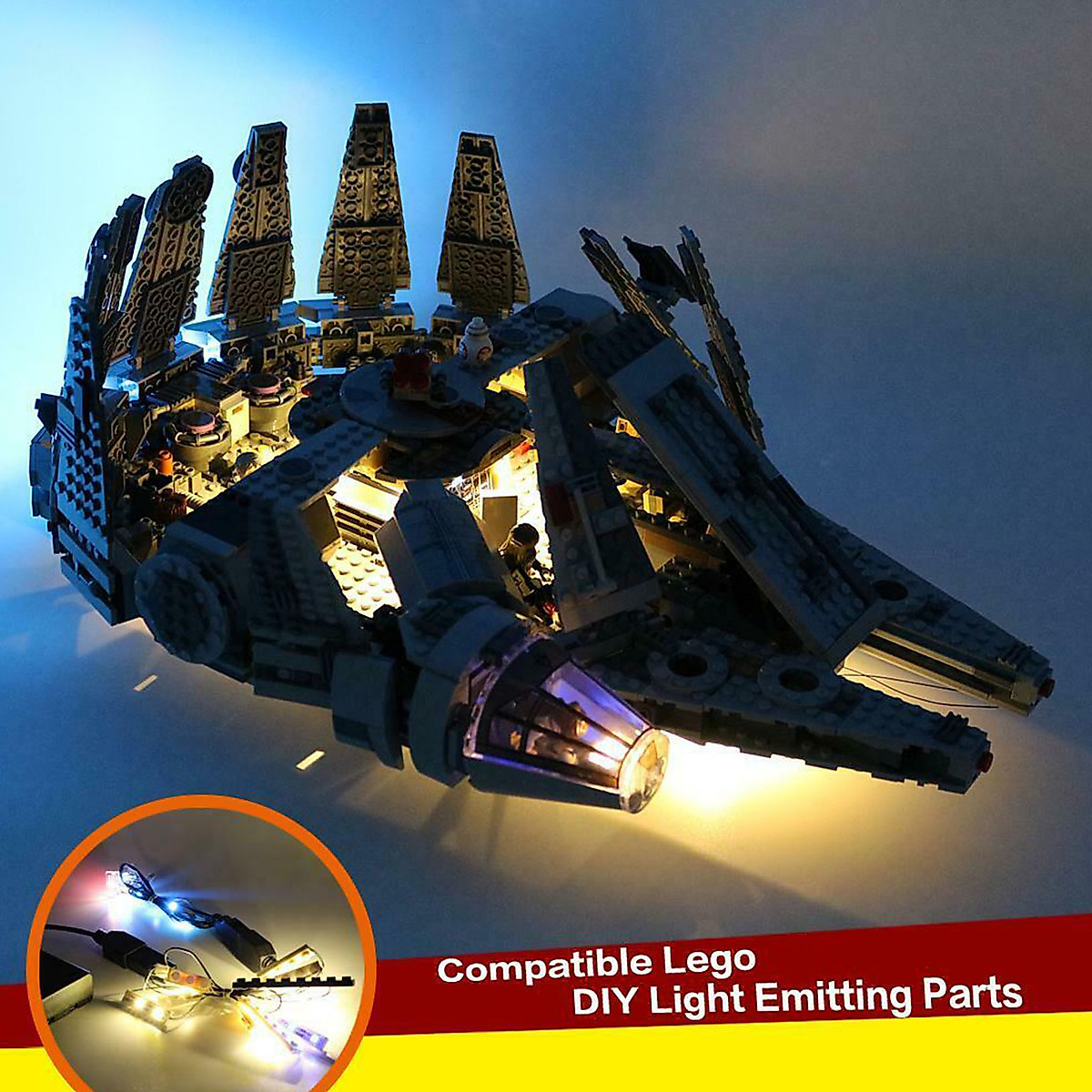 toyofmine Light Set Led Light kit Compatible for Lego 75105 (Star Wars Millennium Falcon) ,Building Blocks Model, (NOT Included The Model)