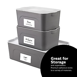 ThreeKin Waterproof Labels for Bottles & Containers - 80 Custom Stickers | All-Purpose & Personalizable | Dishwasher, Freezer & Microwave Safe | BPA-Free | USA-Owned (Blank)