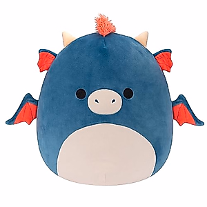 Squishmallows Original 14-Inch Carin Blue Dragon with Orange Mane - Large Ultrasoft Official Jazwares Plush