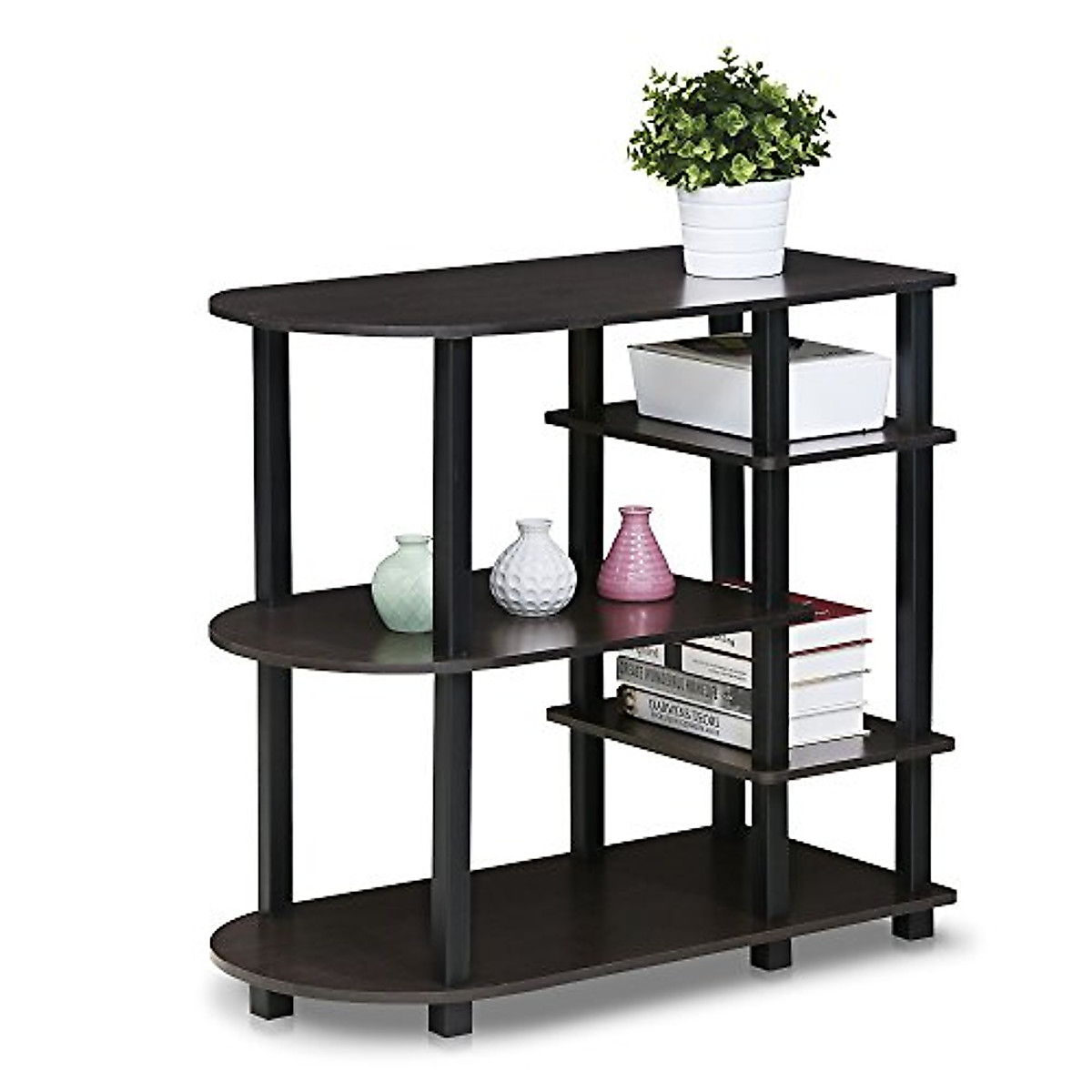 Furinno Turn-S-Tube Round Corner Storage Shelf, Espresso