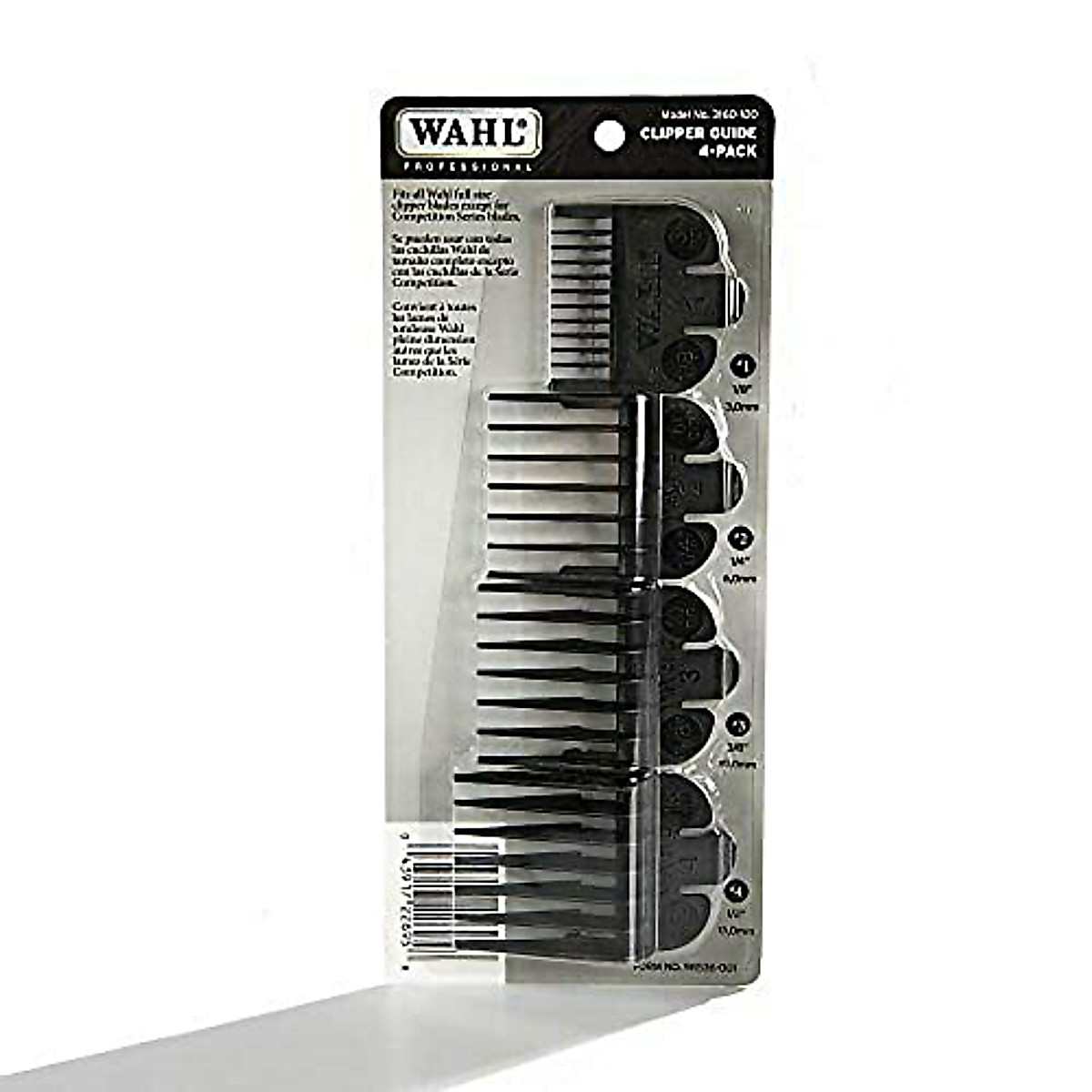 Wahl Professional Clipper Guide 4 Pack with Cutting Lengths from 1/8" to 1/2", for Professional Barbers and Stylists - Model 3160-100