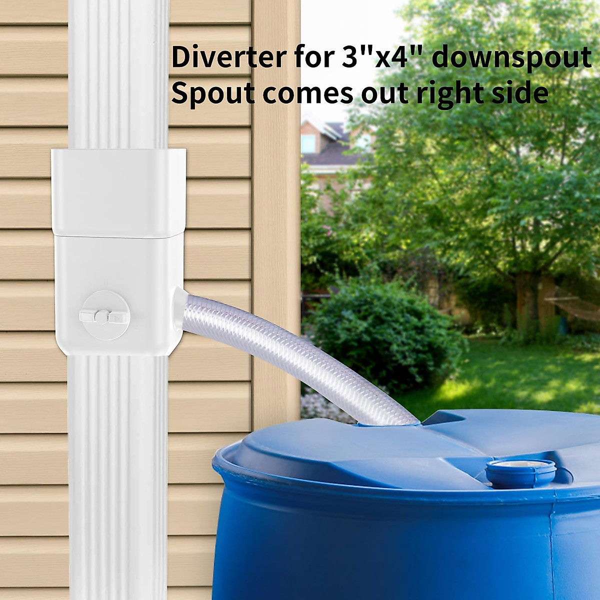 Prestantious Downspout Diverter, Rainwater Diverter Fits for 3”x 4”Oversize Downspout and 2”x3” Downspout, Rainwater Collection System with Adjustable Valve, Diverts Water into Rain Barrel, 4ft. Hose