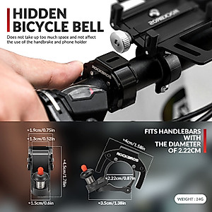 ROCKBROS Bike Bells Hidden MTB Bells Bicycle Bells for 22.2mm Handlebars, More Than 100dB, Clear & Long Sound Ringer, Mountain Bike, Scooter, Youth Bike, Black
