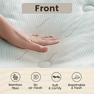 QUIETSEA Reversible Queen Mattress Pad Memory Foam, Bamboo Viscose Egg Crate Mattress Topper Queen Size, Noiseless Waterproof Mattress Cover with Deep Pocket Stretches up to 21", 60" x 80"