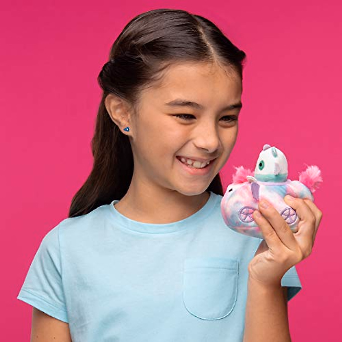 Squishville by Squishmallows Felicia in Carriage & Zeke in Car, Two 2” Soft Mini-Squishmallow Pandacorn and Zebra Plush, Plush Carriage and Car Vehicles, Irresistibly Soft Colorful Plush