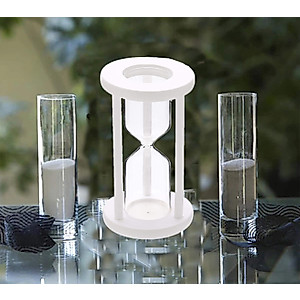 Empty Hourglass Sand Timer Set:White Wood Frame Sand Watch, Sand Clock, Reloj De Arena, Large Hour Glass Sandglass DIY Fillable Unity Sand Ceremony Kit for Wedding Home, Desk, Office Decorative¡­