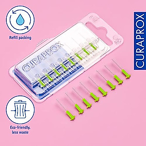 Curaprox CPS 011 Prime Refill Interdental Brushes, 8-Piece Refill Pack interdental Brushes CPS 011 Prime, 1.1 mm to 5.0 mm, Green