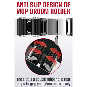 Mop and Broom Holder Wall Mount, Keep your Closet and Garage Tidy with a Heavy Duty Wall Mounted Mop and Broom Holder, - Utility Rack Laundry Room Organization and Storage Tool Rack Organizer Hooks