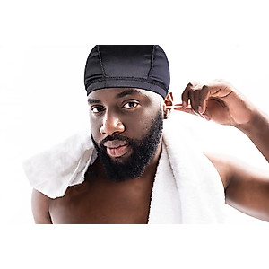 2PCS Silky Wave Caps for Men Waves, Good Compression Caps Over Durags for 360 540 720 Waves, Ideal Gift for Farther's Day (Black)