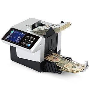 MUNBYN Money Counter Machine Mixed Denomination, Value Counting, Multi-Currency, UV/IR/MG/MT Counterfeit Detection, Ultra Compact and Lightweight