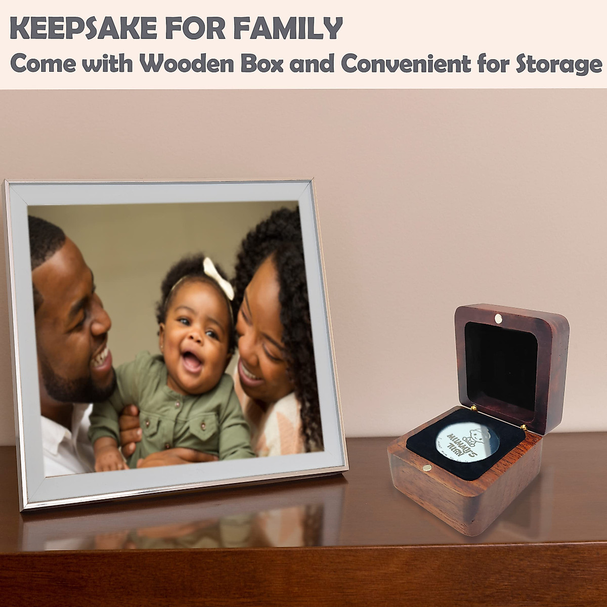 New Baby Gifts for New Parents Mom Daddy Funny Double-Sided Silver Decision Coin with Handmade Wooden Box Pregnant Gifts for First Time Moms Keepsake for Baby Memory