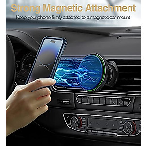 Dexnor Magnetic Case for iPhone 14 Pro Max, Compatible with MagSafe, [Built in Screen Protector and Kickstand] Full-Body Heavy Duty Case Protective Cover for iPhone 14 Pro Max 6.7 Inch,Navy Blue