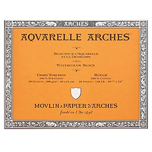 Arches Watercolor Block, Rough 18"X24", 18" x 24", 20 Count