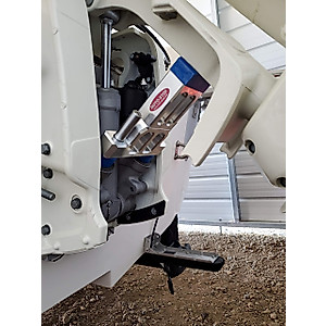 MOTO-STOP transom saver 4 13/16" Trim Rod Spacing skeleton - 2 piece. For motors with 2 trim rods, kit includes steering clips and a canvas bag.