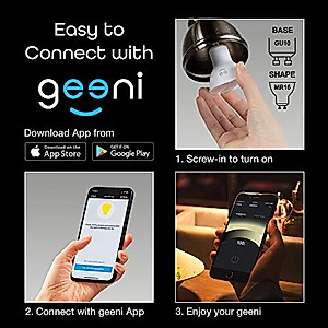 Geeni LUX MR16 2-Pack LED Smart Spot Light Dimmable Tunable GU10 Light Bulb 35W Equivalent 350 Lumens, No Hub Required Works with Alexa The Google Home, 2 Pack