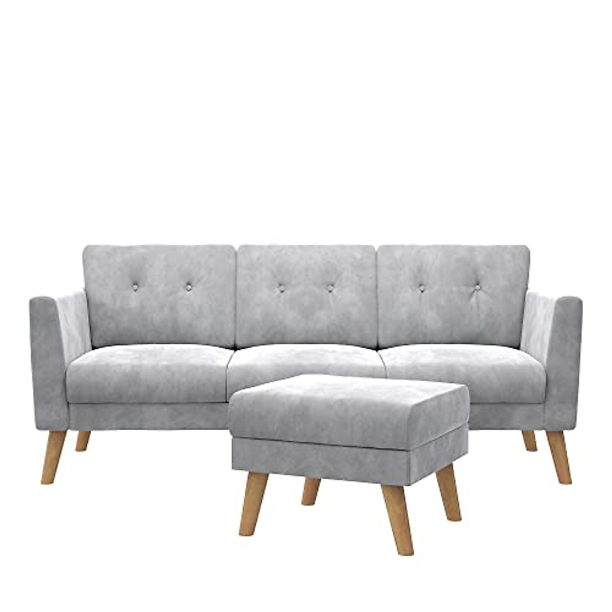 CosmoLiving by Cosmopolitan Gloria Upholstered Sofa, Light Gray