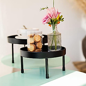 Defined Deco Black Metal Pedestal Stand,Set of 2 Stackable Cake Stand,Food Display Riser,Cupcake Stands Display,Dessert Display Plate Serving Tray for Baby Shower Wedding Birthday Party.