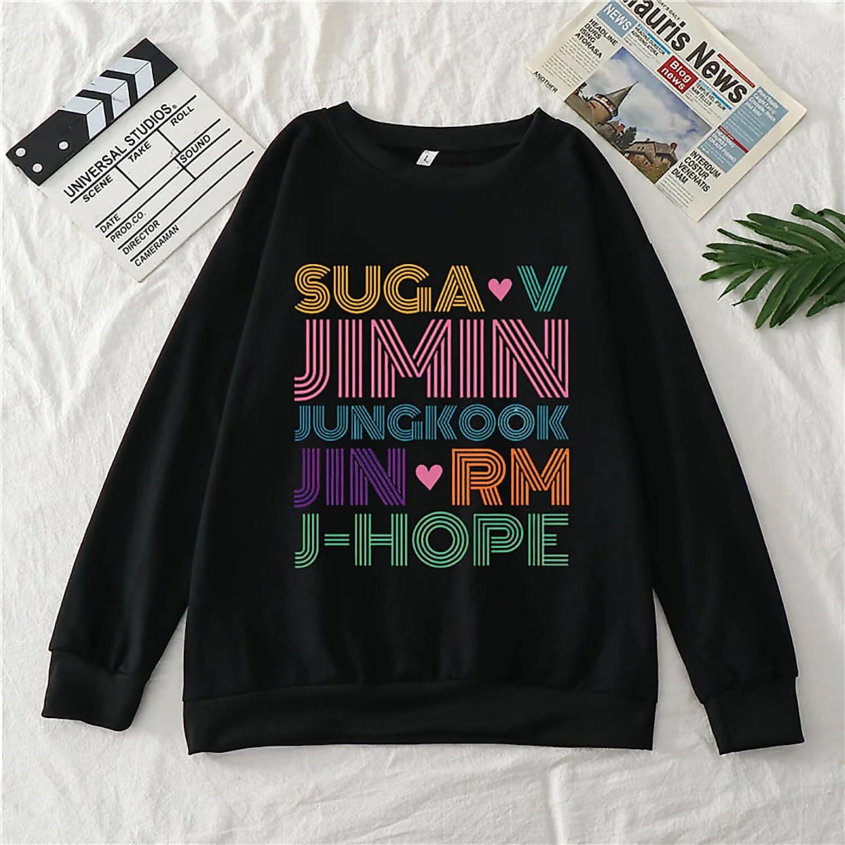 Kpop Pullover Sweater Jungkook Suga Jin J-Hope Long Sleeves Sweatshirt Coat Black
