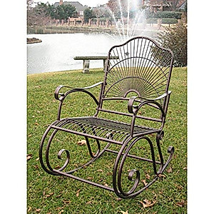 International Caravan Iron Bronze Patio Rocking Chair