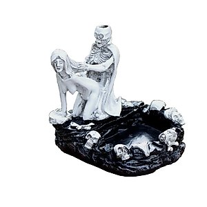 Gothic Death & Love Skull Beauty Girl Figurine Resin Cigarette Ashtray Home Table Decor