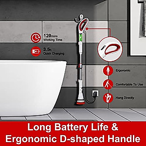 iMMDOKIN Electric Spin Scrubber, Cordless Shower Scrubber with 6 Replaceable Brush Heads and Adjustable Extension Handle,Household Electric Power Cleaning Brush for Bathroom Grout Tub Tile Floor Wall