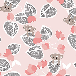 Lambs & Ivy Calypso Cotton Fitted Crib Sheet - Pink, Gray, White, Animals