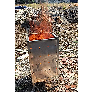 Marabuut Garden Waste Incinerator - Large 29" x 16" Square Galvanized Burn Barrel Trash Can - Used to Burn Yard Debris, Wood, Leaves, and Cardboard - Complete with Assembly Tools
