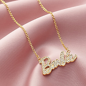 Barbie Crystal Script Logo Necklace (Gold)