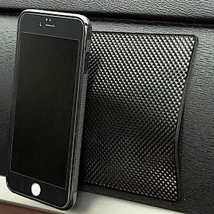 Limoly Anti Slip Mat, Non-Slip Rubber Pad 7 x 5, Universal Anti-Slip Car Dash Sticky Mat for Phones Sunglasses Keys GPS Electronic Devices (Black/Grid)