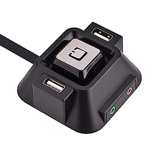 Desktop PC Switch Button with Dual USB Ports Power Reset Button Audio Microphone Port Refit, Desktop Computer Case Motherboard Power Supply Reset HDD Button Switch PC Power Switch for Families/Company