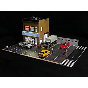 Diorama 1/64 Car Garage Model City Backdrop Car Parking Lot LED Lighting Scenery Model Toy