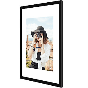 Picrit 12x16 Picture Frame Set of 12, Display 8.5x11 with Mat or 12x16 Without Mat, Photo Frames for Wall Mounting Display, Black.