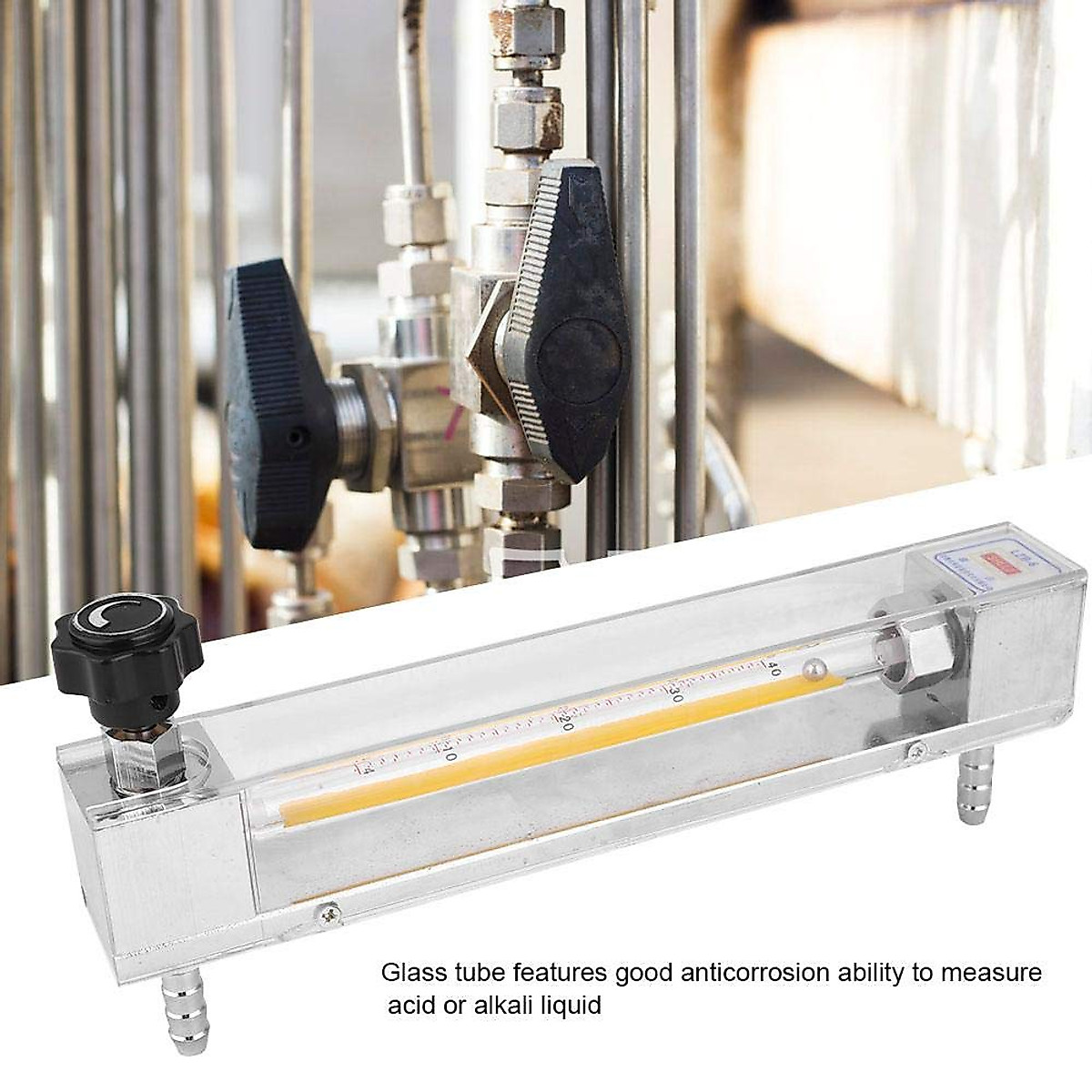 Water Liquid Flowmeter, LZB-6 Anticorrosion Glass Rotor Liquid Water Flow Meter for Acid & Alkaline Liquid 4-40L/H 1 MPa Suitable for Liquid, Acid, Alkaline Liquid