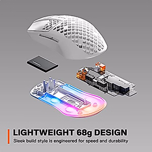 SteelSeries Aerox 3 Wireless - Super Light Gaming Mouse - 18,000 CPI TrueMove Air Optical Sensor - Ultra-lightweight 68g Water Resistant Design - 200 Hour Battery Life – Snow